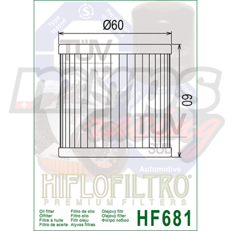 Filtre à huile Hiflofiltro HF681 | MRPS Racing, Genève Suisse