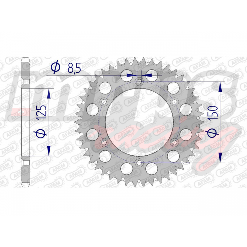 Couronne AFAM aluminium type 72304 pas 520 (46 dents) | MRPS Racing ...